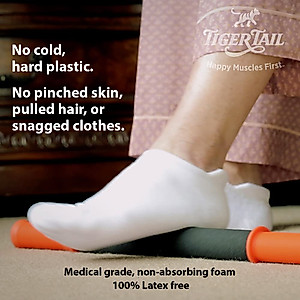 Tiger Tail 18in Massage Stick Portable Roller, Handheld, Deep Tissue Foam Roller, Body Massage and Myofascial Release Tool for Legs, Neck, Calves, Thighs, Shins & Back, The Original 18, Made in USA