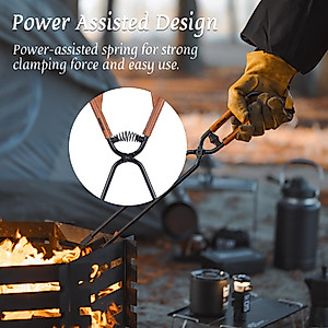 OMUKY Fireplace Tongs Log Claw Tongs with Faux Leather Handle Cover Log Grabber Clamp Tool for Indoor & Outdoor Camping Campfire Fireplace Fire Pit(Black)