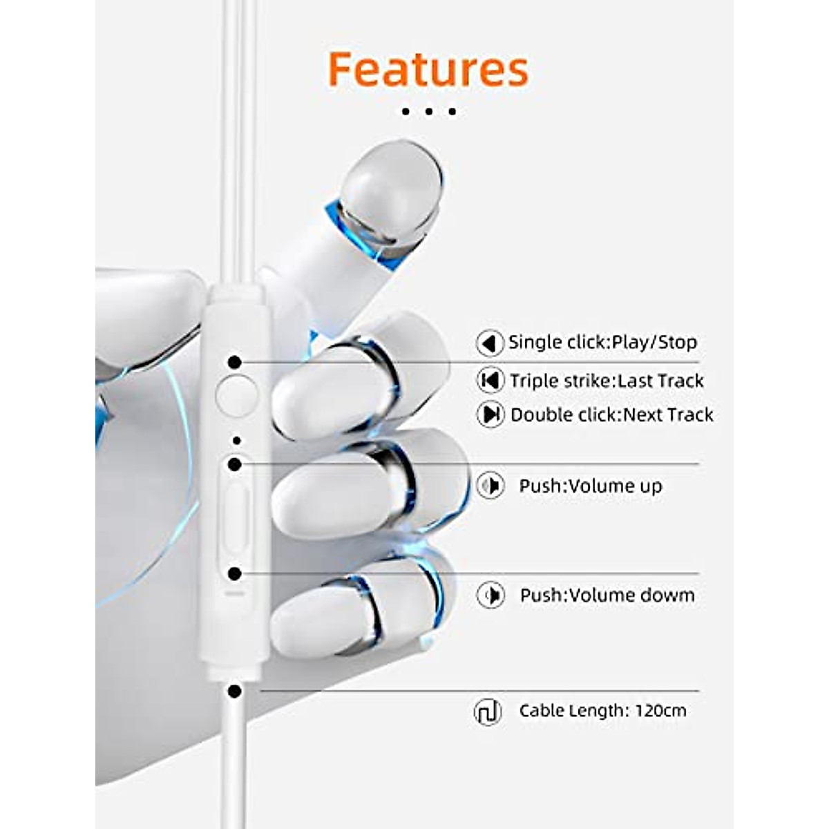 MAS CARNEY 【2 Pack Black+White】 Digital USB Type C Earphones, TI3/TH4 USB C Earbuds,in-Ear Earbud Noise Isolating Pure Sound and Powerful Bass for USB-C Type-c Music Device