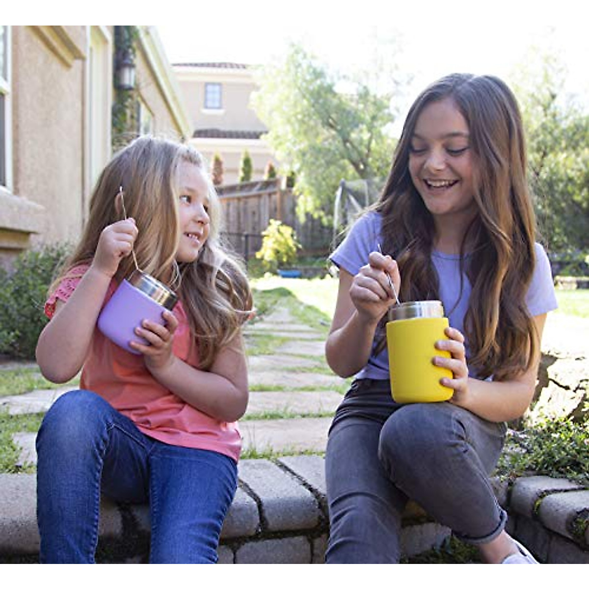 MIRA Lunch, Food Jar 2 Pack - Vacuum Insulated Stainless Steel Lunch Thermos - 13.5 oz - Set of 2 - Cactus Green, Denim Blue