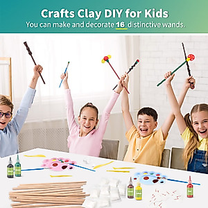 YoHold Magic Wand Making Kit, Wizard DIY Craft Painting Set,DIY Wand Making,Lightning Bolt Tattoo for Halloween Supplies,Kids Gift,Cosplay/Birthday Party Decor,School Student Activities-67pcs in All