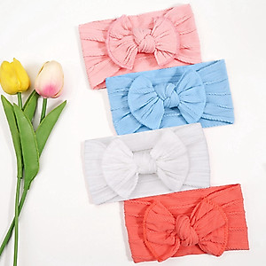 Yxiang 6 Colors Nylon Headbands with Bows, Handmade Hair Accessories for Newborn, Infant, Toddler, and Kids Girls