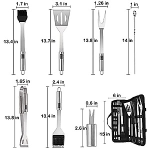BBQ Accessories Kit - 20pcs Stainless BBQ Grill Tools Set for Smoker Camping Barbecue Grilling Tools BBQ Utensil Set Outdoor Cooking Tool Set with Canvas Bag Gift for Thanksgiving Day, Christmas