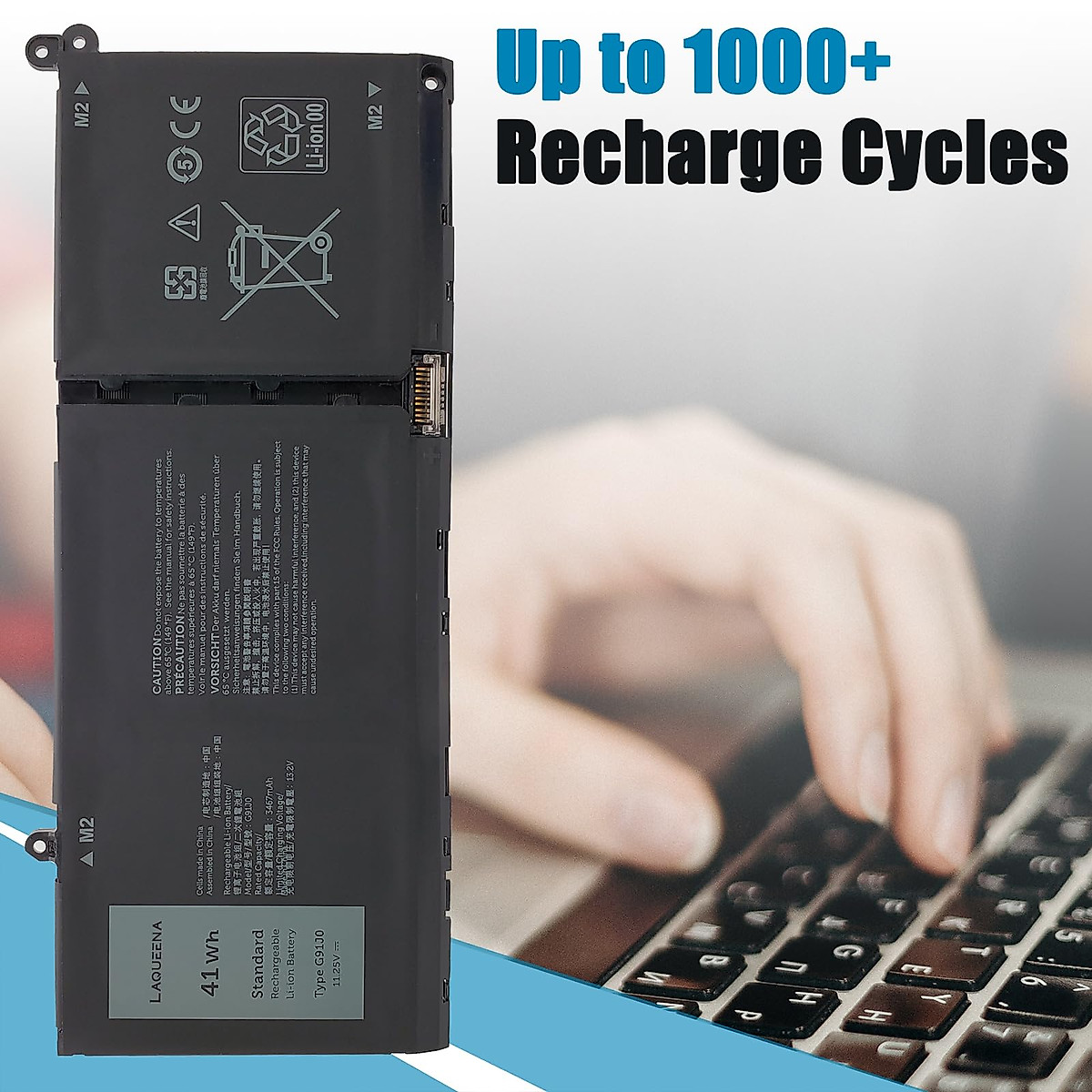 LAQUEENA G91J0 Laptop Battery Compatible with Dell Latitude 3320 3330 3420 3520 Inspiron 3510 3511 3515 3520 3525 3530 5320 5330 5410 5415 5418 5518 5430 5435 7415 7420 2-in-1 Vostro 5625 5620