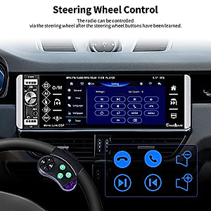 Car Radio Single Din with Apple Carplay Android Auto, 5.1 Inch IPS Touch Screen Car Stereo Support Bluetooth FM Mirror Link SWC Voice Assistant AUX-in USB TF Card Port with Backup Camera