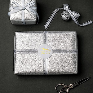 RUSPEPA Glitter Wrapping Paper - Mini Roll - Solid Color Glitter Sparkle Paper Perfect for Wedding, Birthday, Baby Shower, Party - 17 Inch X 32.8 Feet - Silver