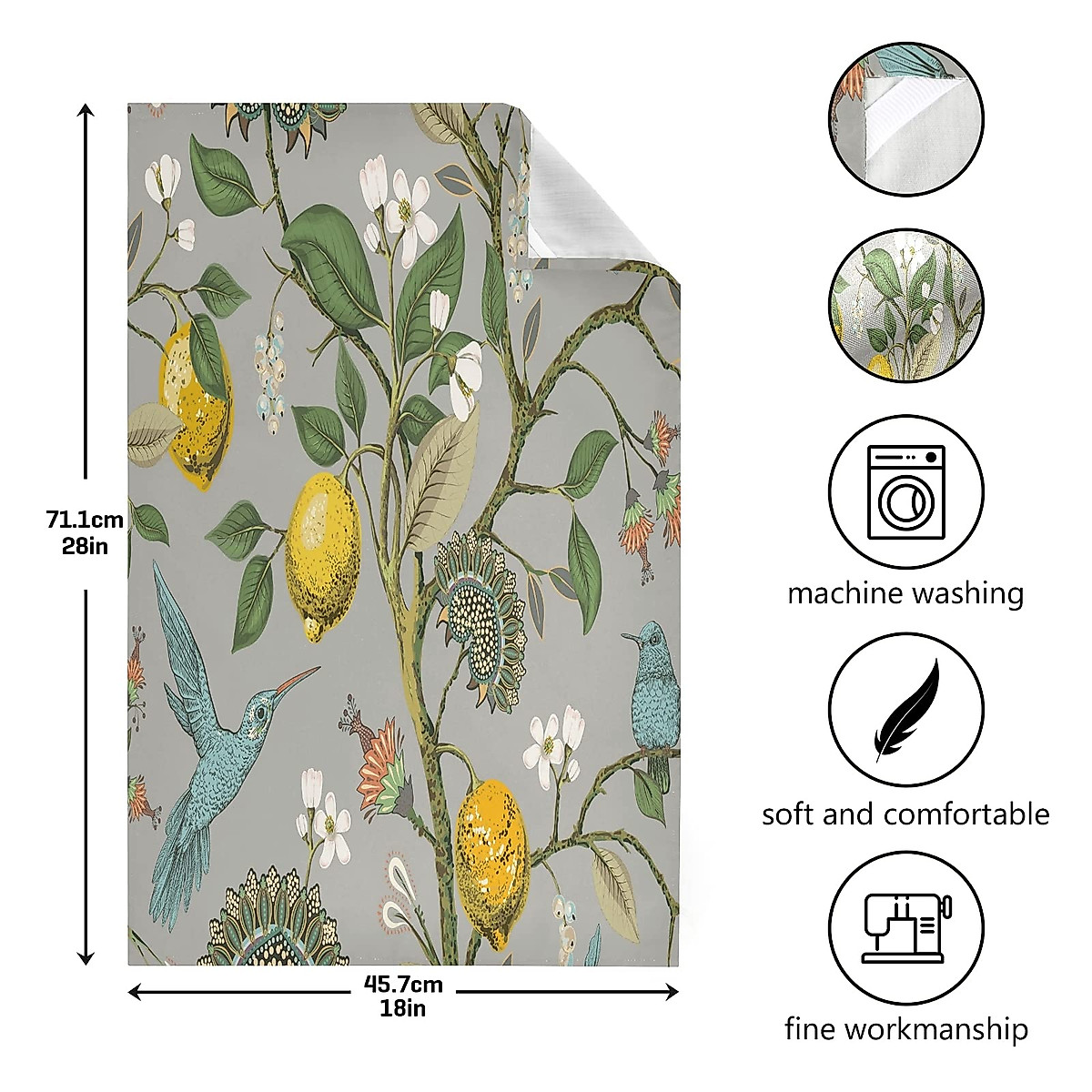 ALAZA Birds Lemons Flowers and Hummingbirds Decorative Kitchen Dish Towels Set of 6,Soft and Absorbent Kitchen Hand Towels Home Cleaning Towels Dishcloths,18 x 28 Inch