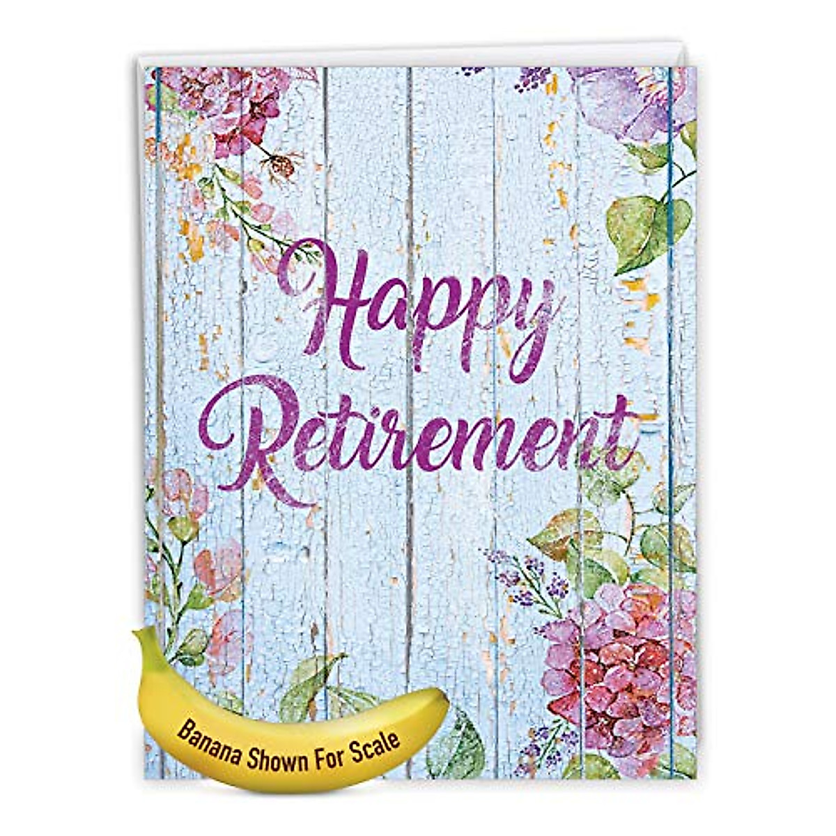 The Best Card Company - 1 Jumbo Congratulations Notecard w/Envelope (Large 8.5 x 11 Inch) Happy Retirement Appreciation with Flowers for Boss, Coworker - Blooming Driftwood J6108JRTG-US