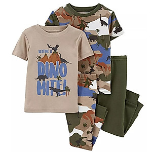 Carter's Boy’s 4-Piece Snug Fit Cotton PJs (as1, age, 18_months, Bedtime is Dino Mite)