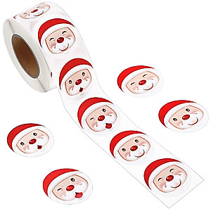 500 Pieces Christmas Stickers Santa Face Stickers Red Buffalo Plaid Label Stickers Santa Claus Decoration for Kids, Christmas Party Holiday Birthday Cards Envelopes Goodie Gift Bag Fillers