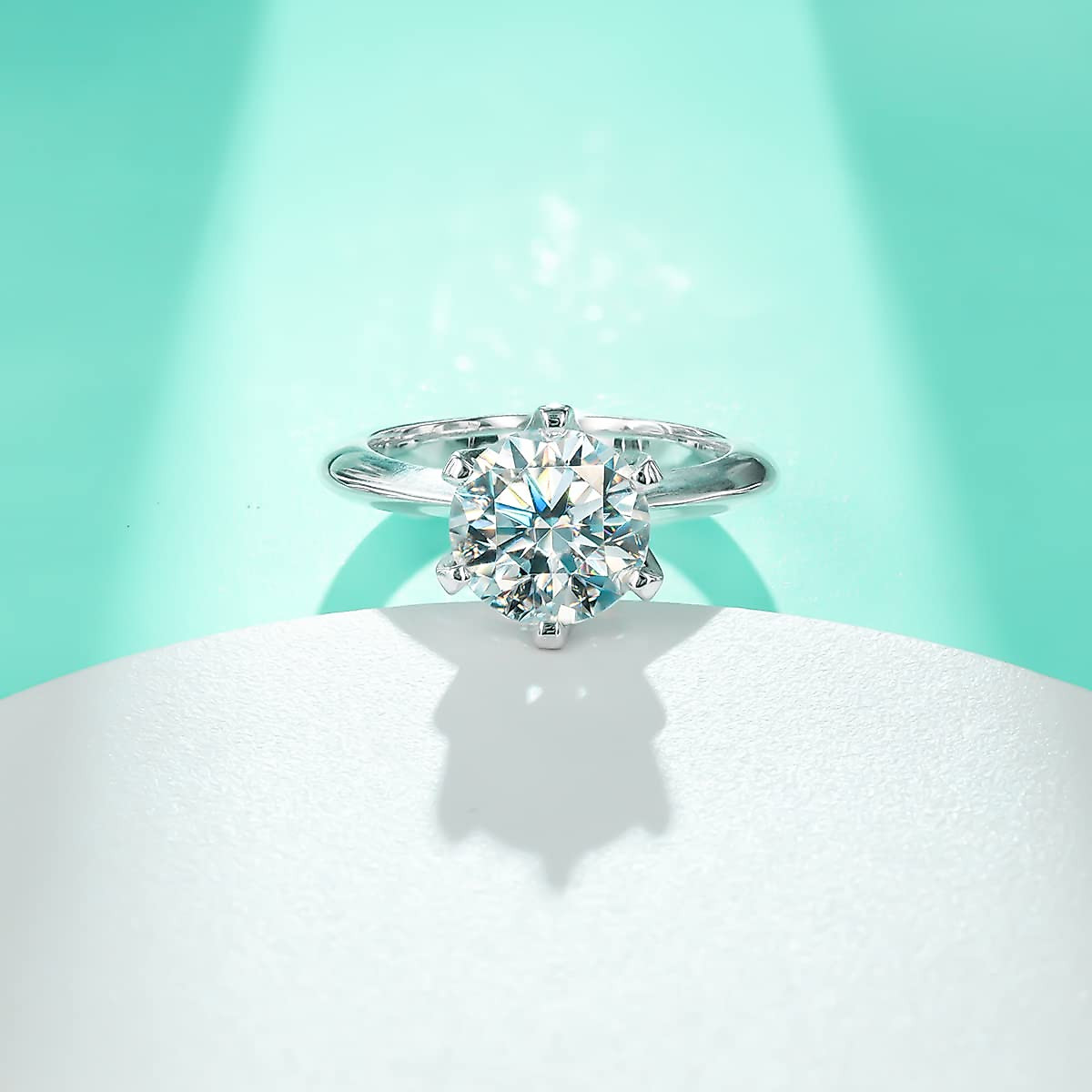 AnuClub 3ct Solitire Moissanite Engagement Ring For Women D Color Lab Diamond 18K White Gold Plated Silver Ring, Christmas Gift for Women, Christmas Gift for Women With Certificate (8, 3)