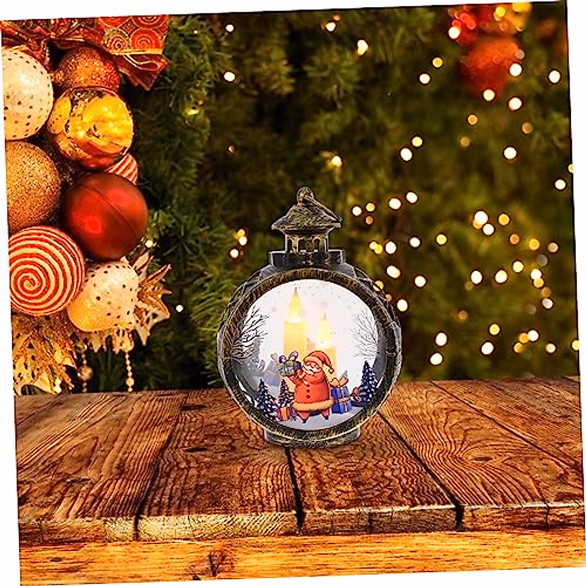 Abaodam Christmas Tree LED Lights Christmas Hanging Ornaments Xmas Glitter Lantern Snow Globe Lantern Table Decorations Christmas Tree Ornaments Christmas Light Pendants