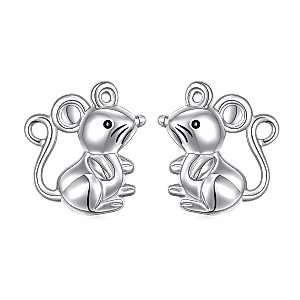 Christmas Gift S925 Sterling Silver Cute Animal Mouse Stud Earrings Gift for Women
