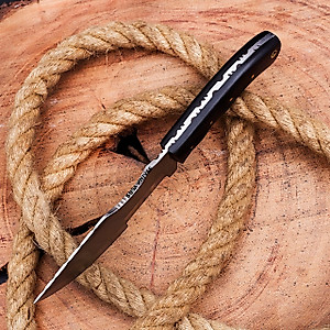 SUSA KNIVES Handmade D2 Steel Tracker Knife - Survival Knife - Camping Knife - Black Tactical Knife - Hunting Knife with Sheath Horizontal Carry Fixed Blade Knife (BLACK)