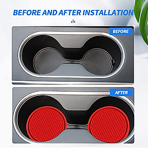 Yonwait 4 Pack Anti Slip Car Cup Coaster, Embedded in Ornaments, Fit for Most Models (Red)