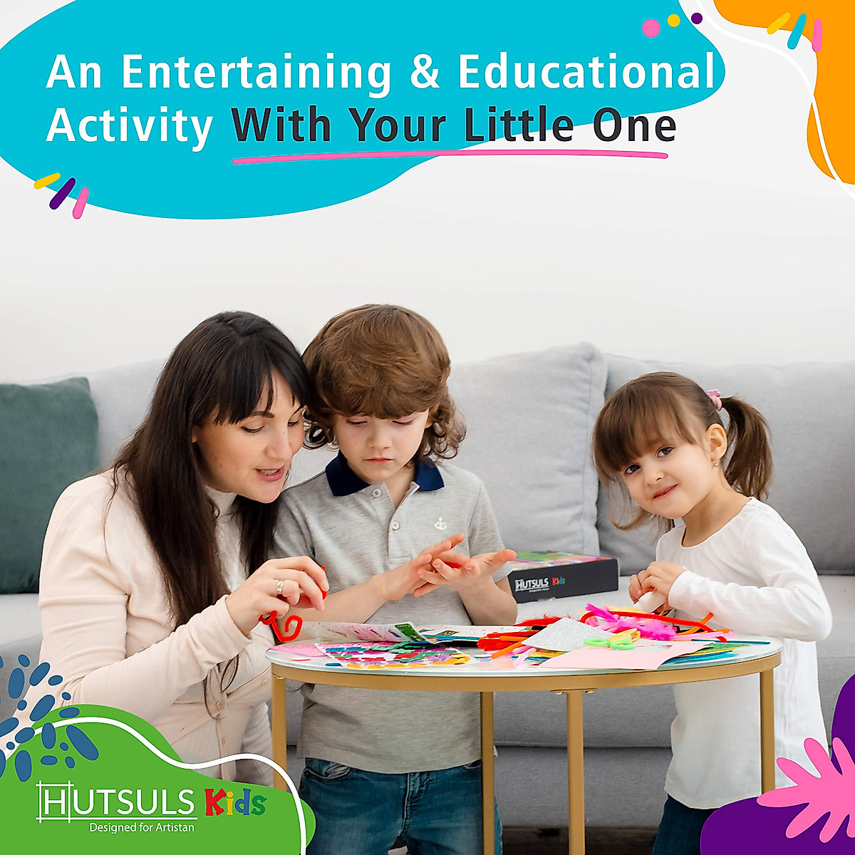 Hutsuls Kids Arts and Crafts Supplies - Toddler Craft Supplies & Materials - Preschool Craft Kits for Kids Ages 5-7 - Ultimate Crafting Kit for Children, Girls, Boys - Pipe Cleaners, PomPoms, Stickers