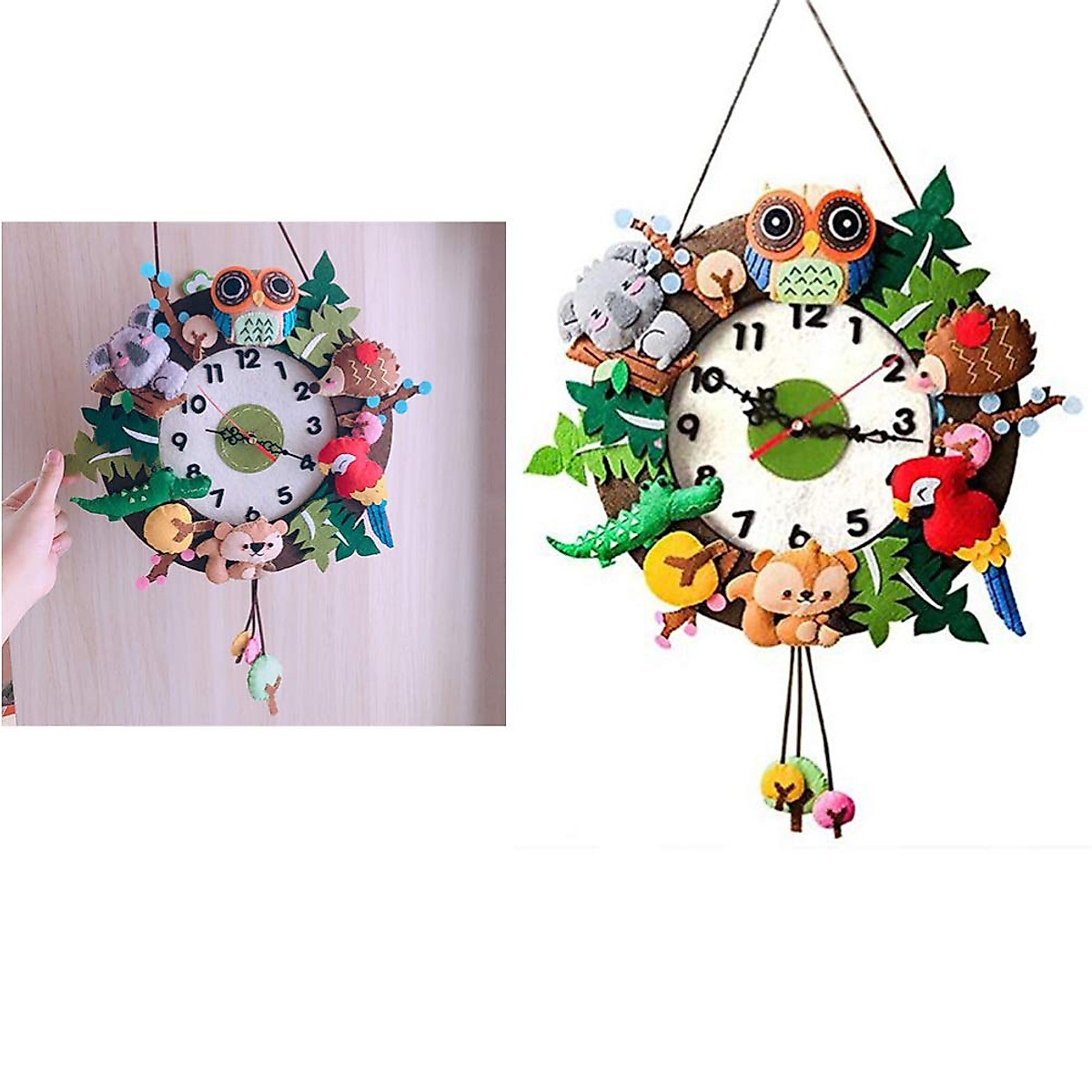 Sewing Kit DIY Felt Clock Animal Crafts Forest Wall Clock for Girls and Boys Educational Art Craft Kits
