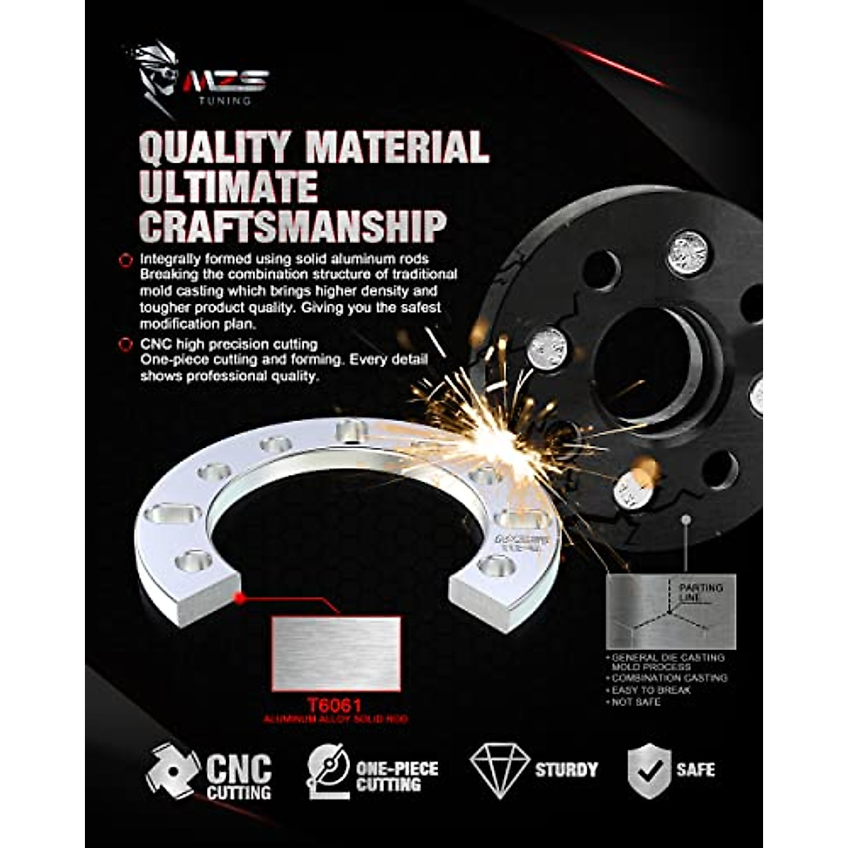 MZS Wheel Spacers, 1/2" Thick 4x137 4x156 ATV UTV Flat Wheel Accessories Parts fit 4 lug SxS 4x4 Off-Road Vehicles with Hub Bore 115mm