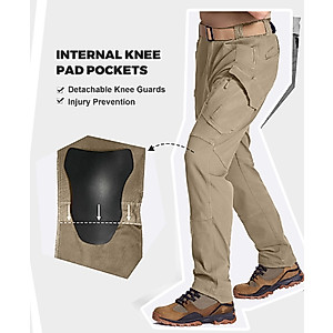 FEDTOSING Tactical Pants for Men with 9 Pockets Cotton Cargo Work Military Trousers Stretch Hiking Combat Rip-Stop Pants Khaki 38x32