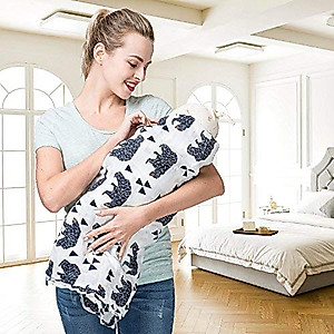 HGHG Cute Organic Cotton Muslin Swaddle Blankets Premium Receiving Blanket for Boys & Girls 47" x 47" Baby Bear Blanket