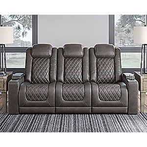 Signature Design by Ashley Hyllmont Power RecliningSofa with Adjustable Headrest, Weathered Gray