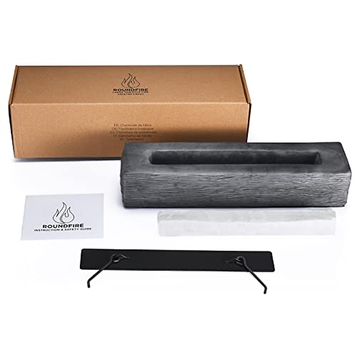 ROUNDFIRE Large Rectangle Tabletop Fire Pit - Portable Bioethanol Fireplace for Indoor & Garden (Textured Finish)