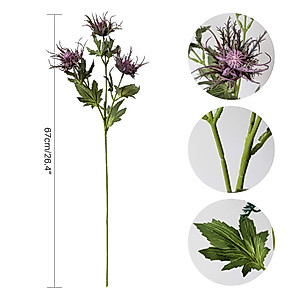MINYULUA Artificial Thistle Flowers Purple Eryngium Flowers 8 Long Stems Faux Thistles Bunch Fake Plant Spray Eryngo | Sea Holly for Wedding Bouquet Centerpiece Home Kitchen Office Garden Decor