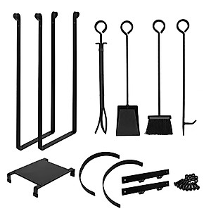 Amagabeli Fireplace Log Grate 24 inch Wide Bundle 30.7in Tall Fireplace Log Rack