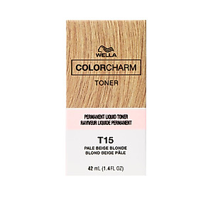 COLORCHARM Permanent Liquid Toners| Neutralize Brass| Free of Parabens| Vegan| T15 Pale Beige Blonde| 1.4 Fl Oz