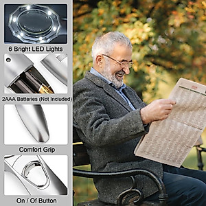 Rongon Magnifying Glass with Light Handheld Reading Magnifier Umbrella Shape with 6 LED Lights HD Reading Magnifying Lens Loupe (7X)