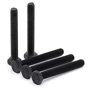 M12-1.75 x 45mm (6 Pcs) Black Hex Bolt, Black Hex Head Screws Bolts, Alloy Steel, Grade 12.9, Black Oxide Finish, Fully Threaded, Standard DIn933
