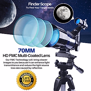 Telescope for Kids Beginners,70MM Astronomy Monocular Telescopes with Backpack, Adjustable Tall Tripod