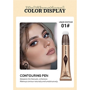 3PCS Liquid Contour Beauty Wand, Highlighter and Bronzer Stick with Cushion Applicator Attached Easy to Blend, Lightweight Silky Cream Contour Face Illuminator Makeup Stick (Contour+Highlighter+Blush)