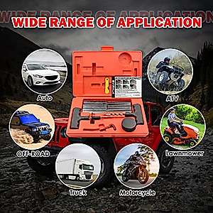 BVRILA Tire Repair Kit, 37 Pcs Heavy Duty Tire Plug Kit, Universal Tire Repair Tools with Plugs to Fix Punctures and Plug Flats for Cars, Trucks, RV, SUV, ATV