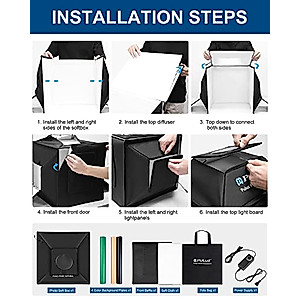 PULUZ Photo Studio Soft Box,16x16 inches Portable Light Box Photography Shooting Tent Kit with Hight CRI 480 LED Lights & 4 Color Backdrops for Product Photography