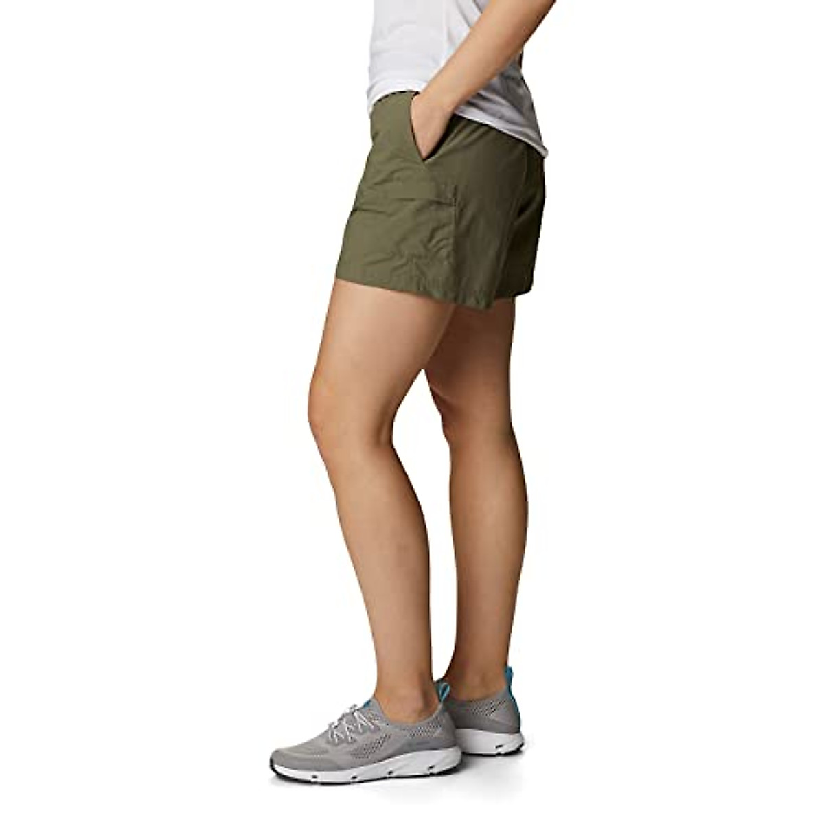 Columbia Women's Sandy River Cargo Short, Breathable, UPF 30 Sun Protection, Stone Green, Medium