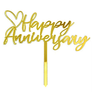 Qertesl acrylic Happy Anniversary Cake Topper, Wedding Anniversary Party Decorations,Company th Anniversary Party, 50th Birthday Party Decoration Supplies