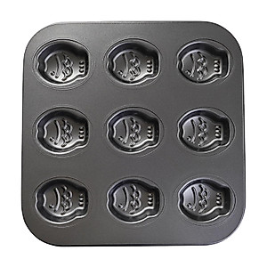 Elesinsoz 9 Cup Nonstick Fish Shape Muffin Cupcake Pan Mini Taiyaki Cake Fondant Topper Decoration Cornbread Cat Dog Puppy Treat Ice Cube Chocolate Madeleine Cookie Biscuit Baking Tin Tray Mold Maker