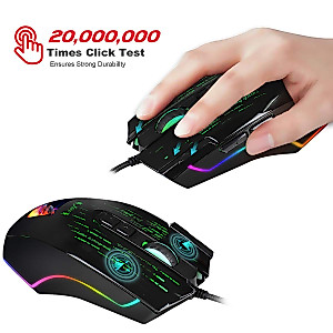 iFCOW Gaming Mouse with Screen Display 6400DPI RGB Backlight USB Game Mouse for Desktop Laptop PC
