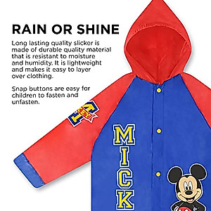 Disney Boys Umbrella and Poncho Raincoat Set, Mickey Mouse Kids Rain Wear For Kids Ages 4-5
