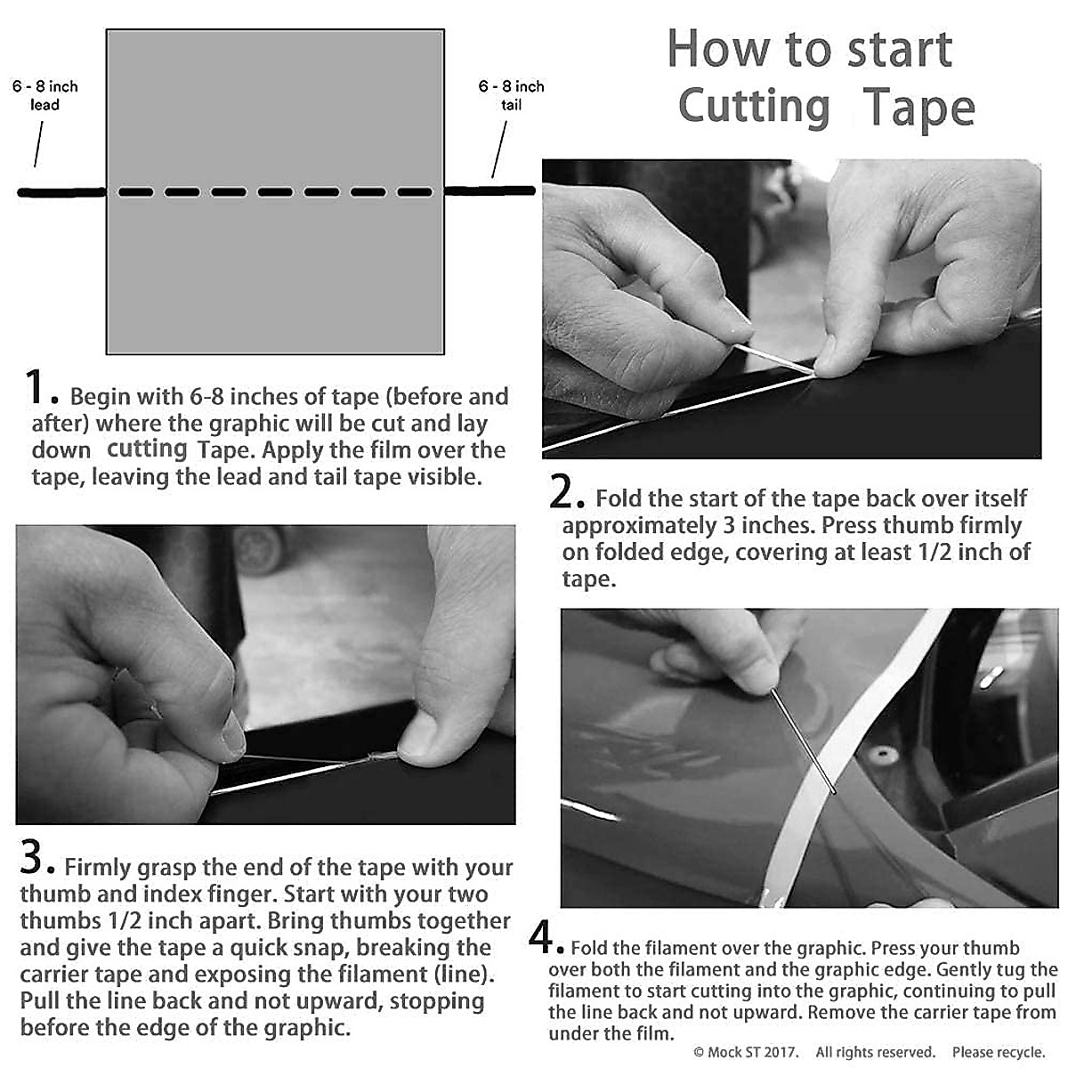 MOCK ST No-Knife Tape Design Line Finish Line Vinyl Wrap Cutting Tape 50m / 164 ft Roll