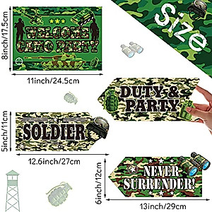 20 Pieces Camo Party Signs Camoflauge Birthday Decorations Camo Signs Camo Birthday Sign Camoflauge Birthday Party Supplies for Kids Boys Military Themed Outdoor Indoor Decor, 10 Styles