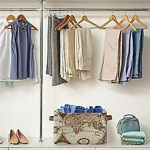 AUUXVA Globe Travel World Map Storage Basket Collapsible Cloth Storage Cube Basket Bins Organizer with Handles Rectangular Large Toys Shelf Closet for Nursery Bedroom Home Office