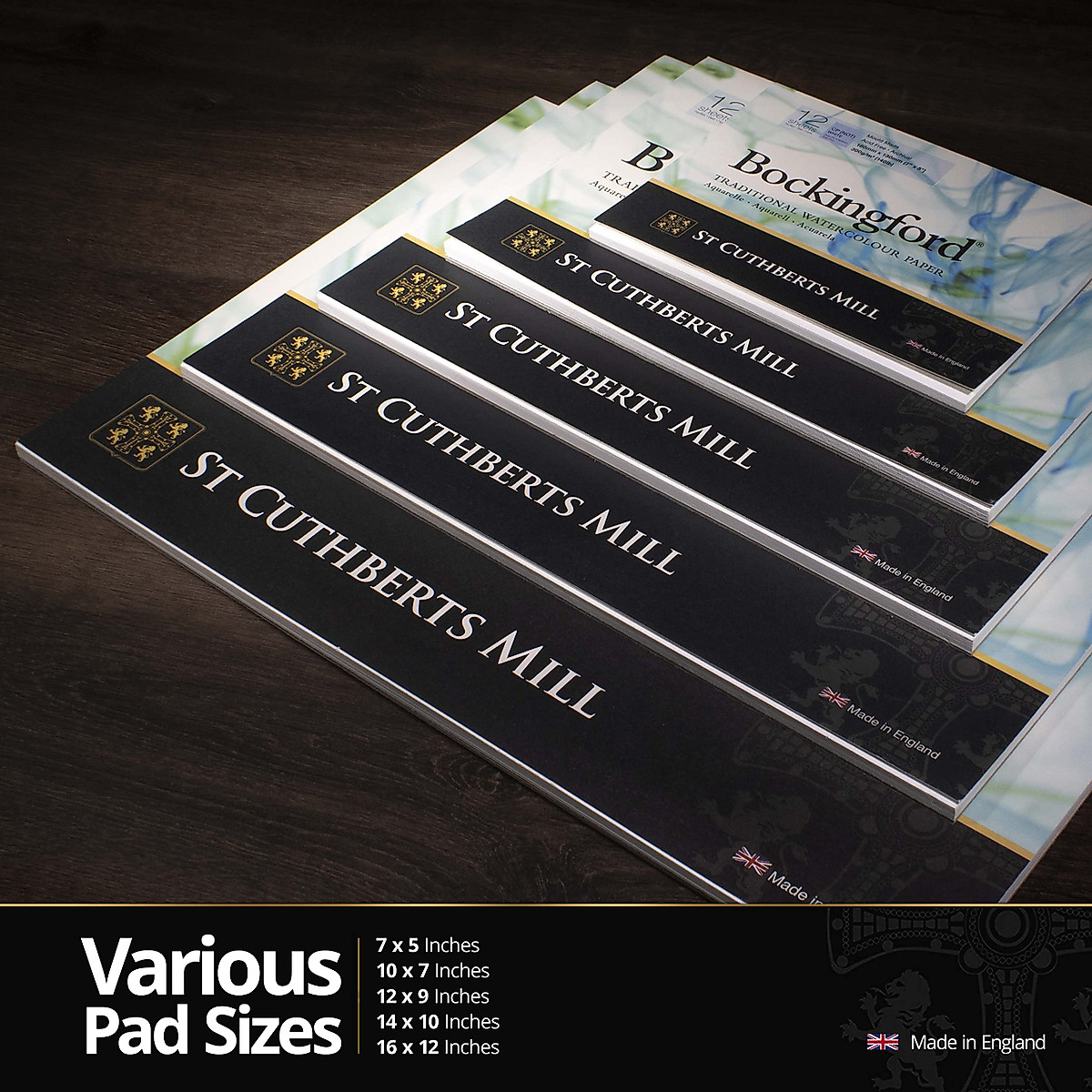 St. Cuthberts Mill Bockingford Watercolor Paper Pad - 10x7-inch White Water Color Paper for Artists - 12 Sheets of 140lb Cold Press Watercolor Paper for Gouache Ink Acrylic Charcoal and More