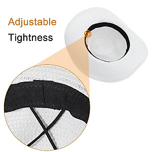 Straw Cowboy Hat for Women Men Girls Roll up Wide Brim Western Cowgirl Summer Beach Sun Hats White