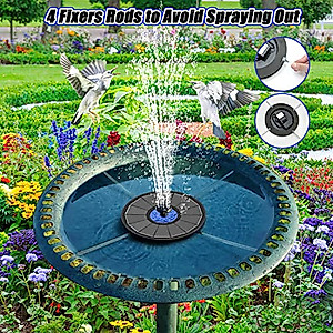 SZMP Solar Fountain 2023 Upgrade, 3.5W Solar Powered Bird Bath Fountains with Flower, Outdoor Water Feature Solar Fountain Pump with 7-in-1 Nozzles, 4 Fixed Pipes for Humingbirds, Garden, Pool, Pond