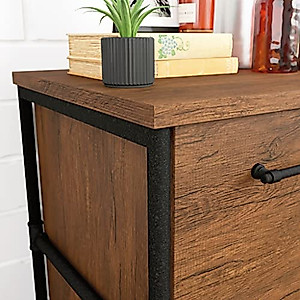 Sauder Iron City Lateral File, L: 31.50" x W: 20.00" x H: 30.00", Checked Oak Finish