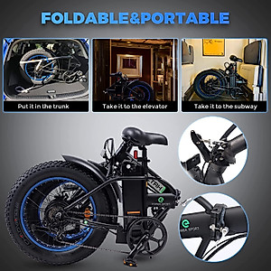 ECOTRIC Beginner Electric Bike 500W Foldaway E Bike 20" Fat Tire Offroad Folding Electric Bicycle 36V 12.5AH Removable Battery Beach Snow Mountain Bike Moped for Adults Commute E-Bike UL Certified