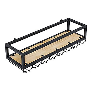 Wine Rack Ceiling Wine Holder | Vintage Wine Bottle Storage Shelving | Hanging Wine Glass Shelves Plants Flowers Floating Shelf Iron Art Wall Display Rack (Size : C-140x25x22cm)