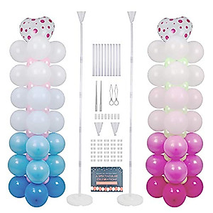 2 Set Balloon Column Stand Kit with Base Pole Balloon Clips Fixed Spike, UPGRADE 65 Inch Height Balloon Tower Decorations for Wedding Baby Shower Birthday Bachelorette Graduation Party Parties Events